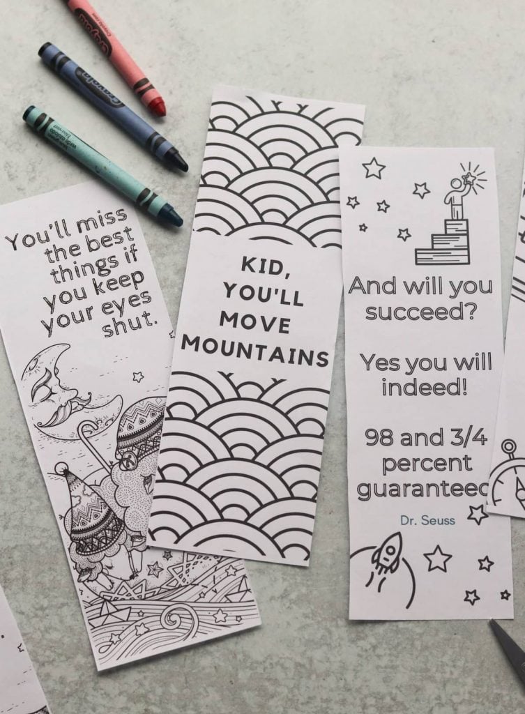 5 Coloring Bookmarks with Dr. Seuss Quotes - Literacy Learn