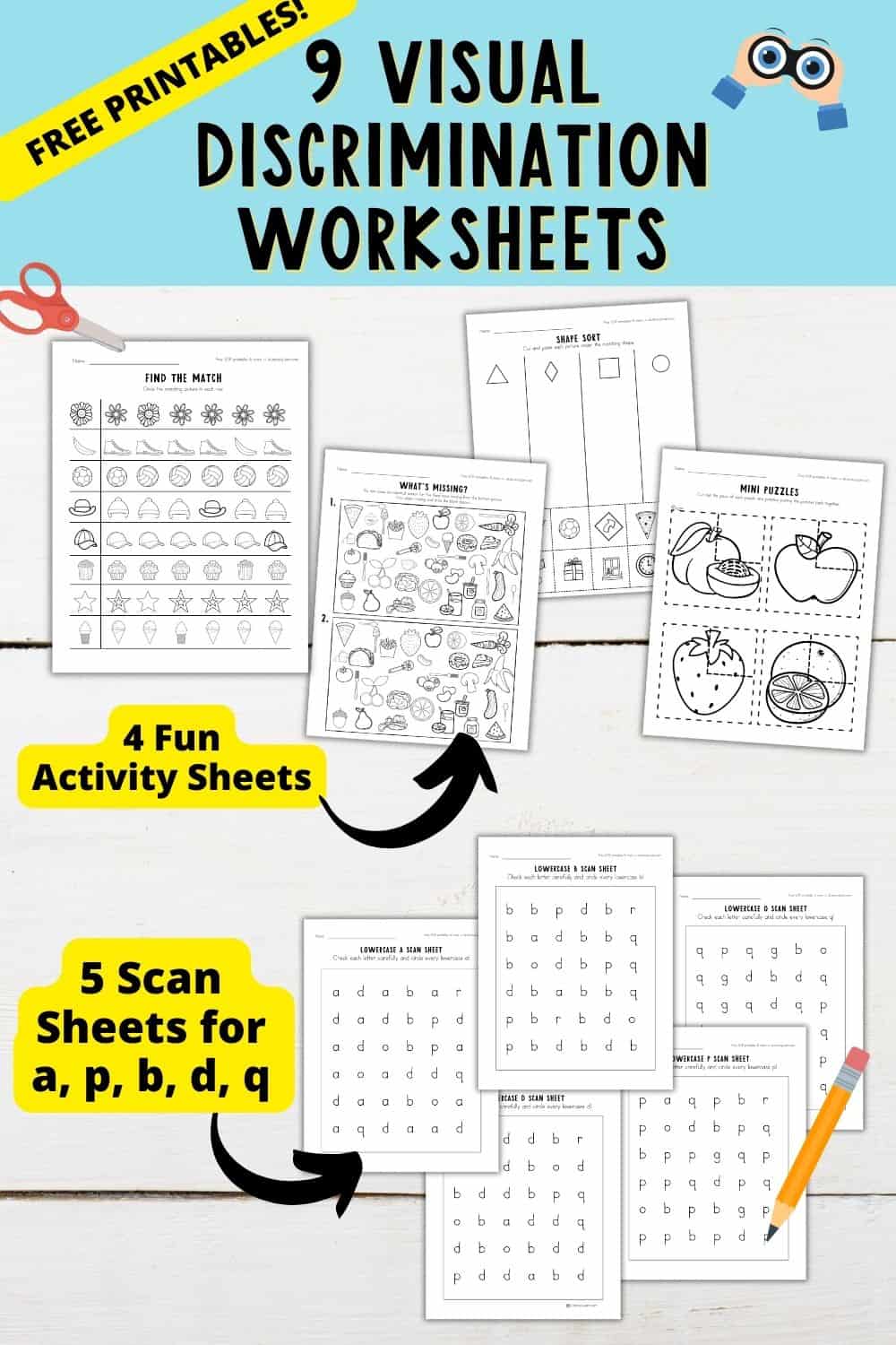 Visual Discrimination Worksheets - 9 Free Printables! - Literacy Learn
