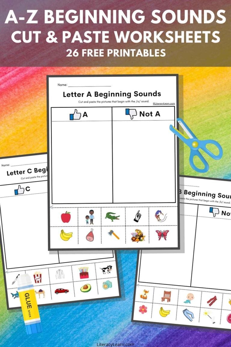 Beginning Sounds Cut & Paste Worksheets - Literacy Learn