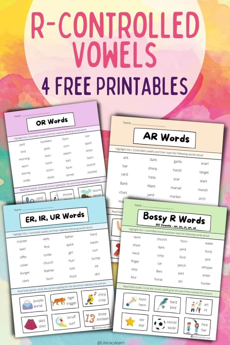 R-Controlled Vowels Worksheets: 4 Free Printables! - Literacy Learn