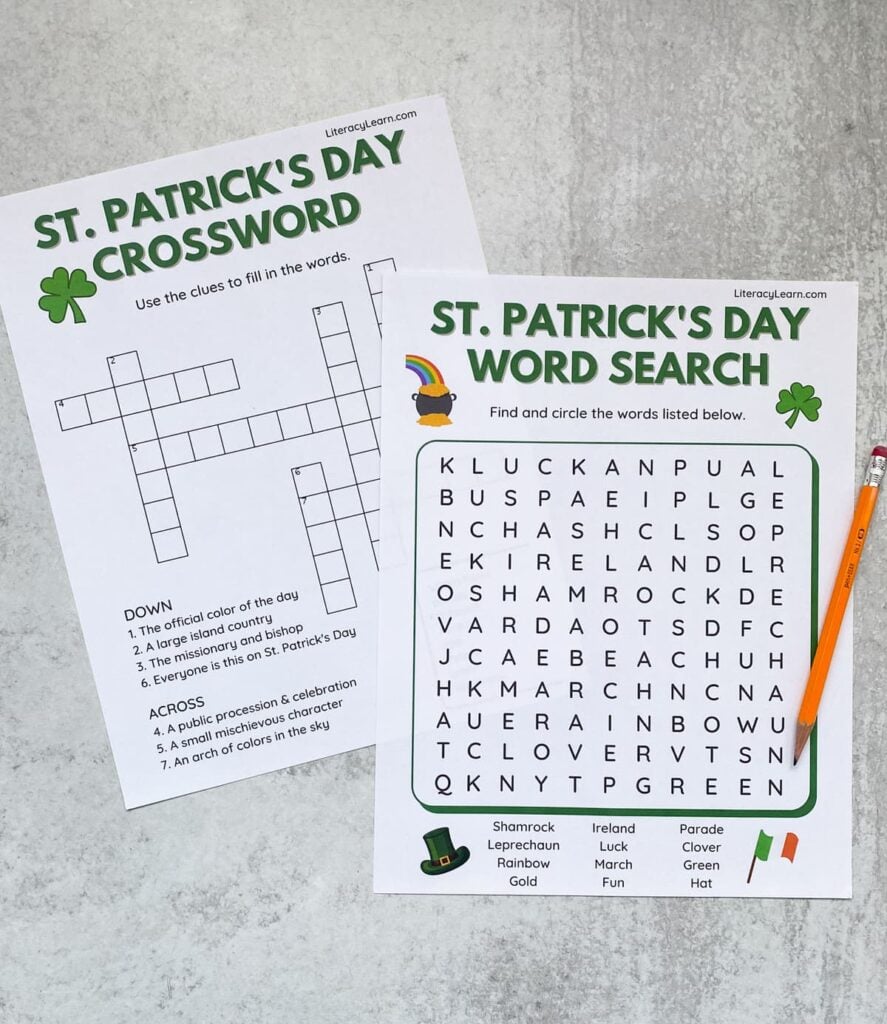 St. Patrick's Day Word Search & Crossword - Literacy Learn