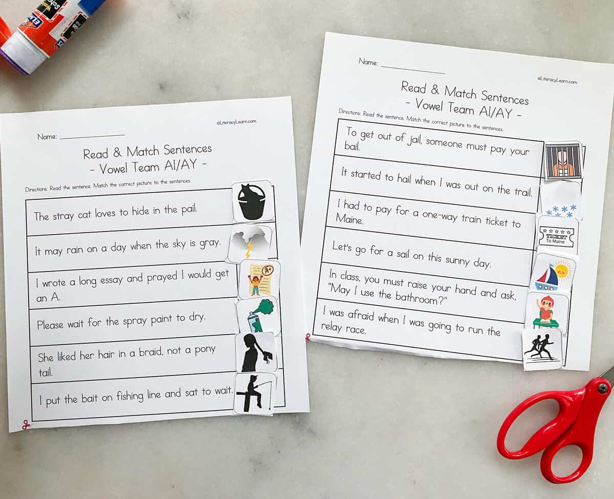 AI And AY Words Read Match Worksheets FREE Literacy Learn AI And AY Words Read Match Worksheets FREE Literacy Learn