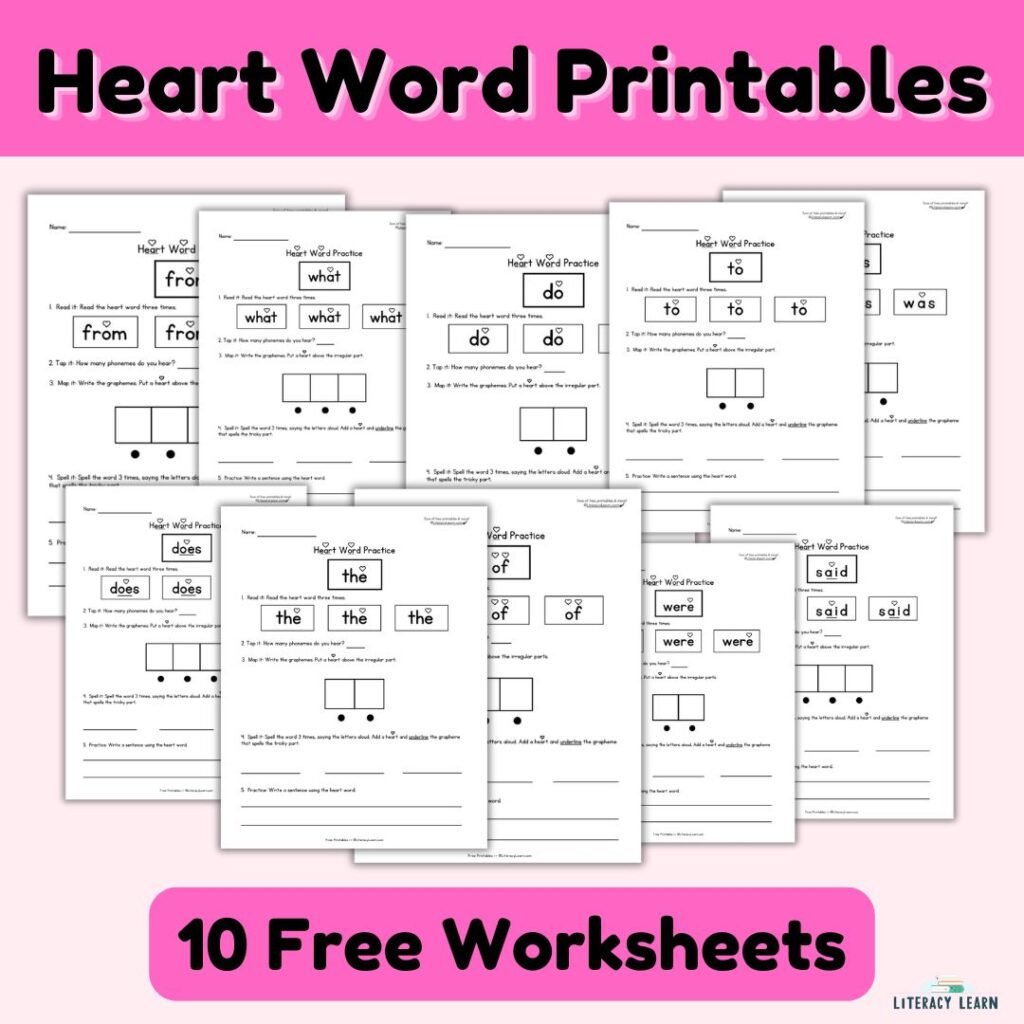 Free Heart Word Resources for Teaching Irregular Words - Literacy Learn