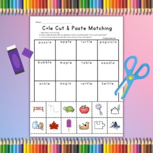 C+le Words Cut & Paste Worksheet - Free Printable - Literacy Learn