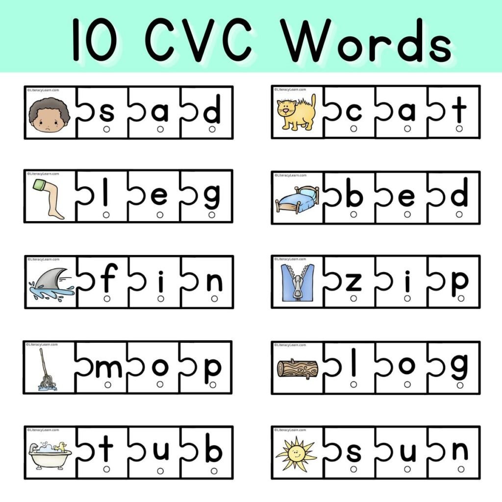 CVC Build a Word Puzzles - Free Printables - Literacy Learn