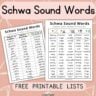 128+ Schwa Sound Words: Free Printable Lists - Literacy Learn