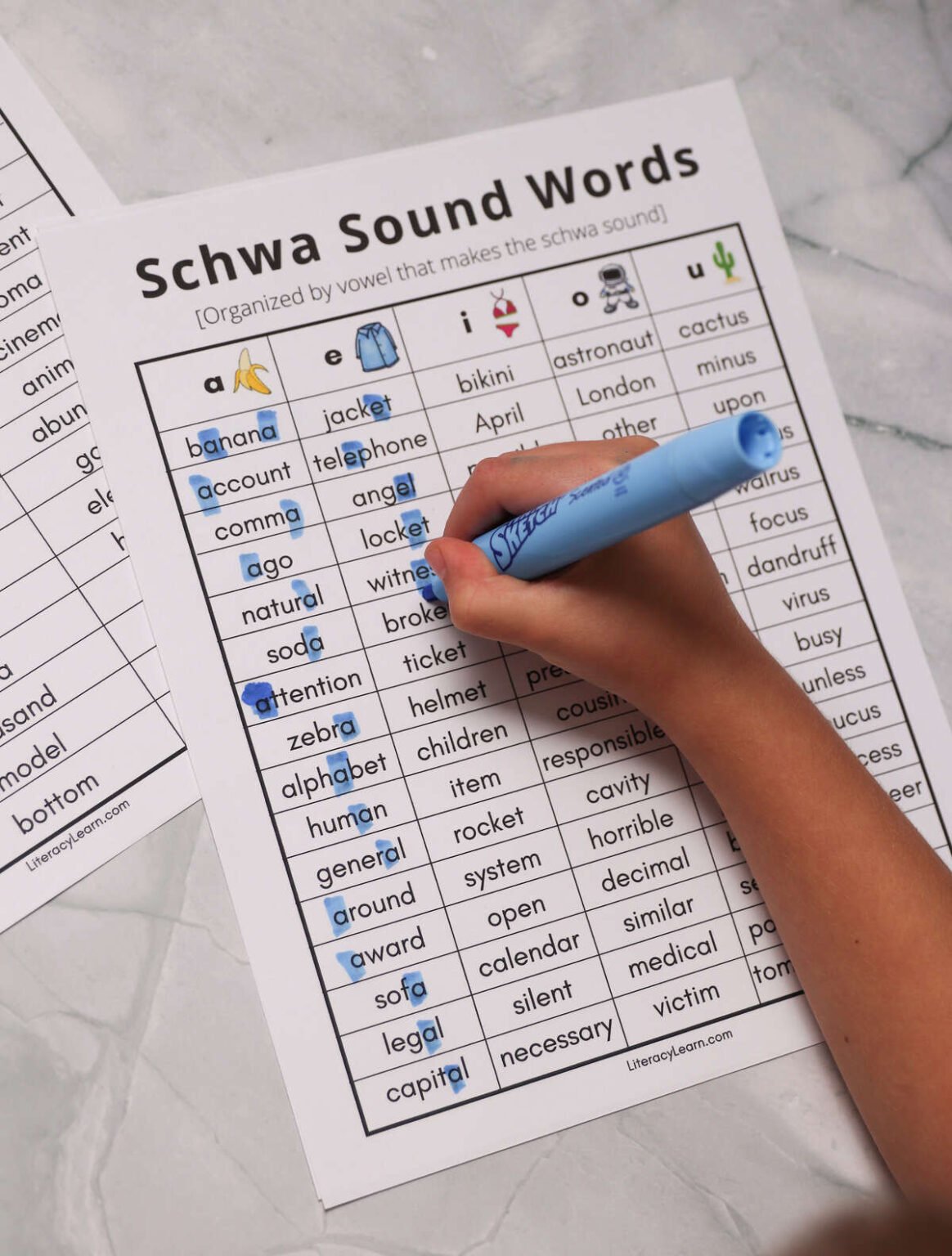 128+ Schwa Sound Words: Free Printable Lists - Literacy Learn