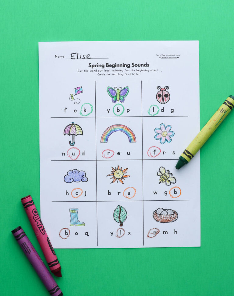 Initial Sounds 4 Seasons Worksheets - Free Printables - Literacy Learn