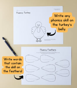 Thanksgiving Fluency Turkey for ALL Phonics Skills - Free Printable ...