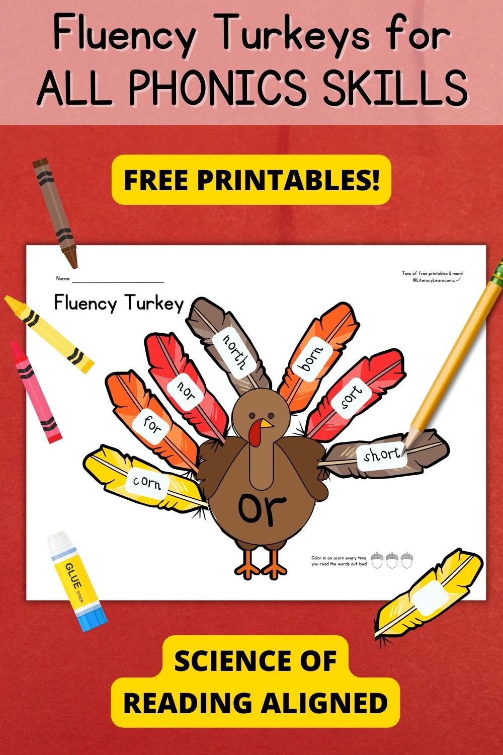 Thanksgiving Fluency Turkey for ALL Phonics Skills - Free Printable ...