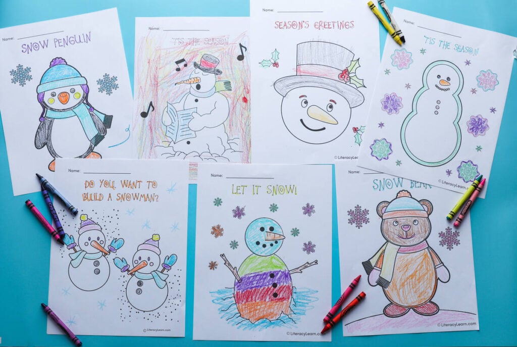 6 Snowman Color by Number Sheets - Free Printables! - Literacy Learn