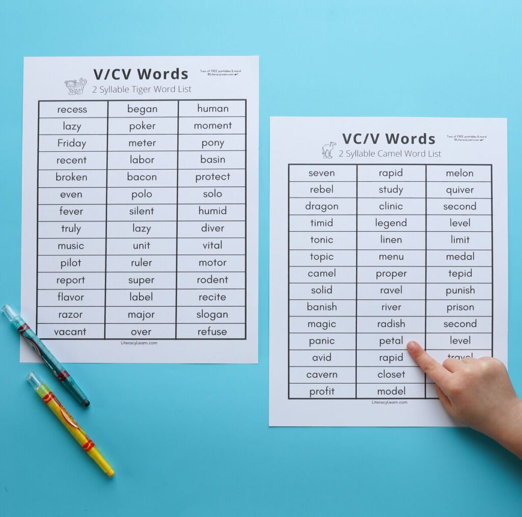 84 VCV Words & Word Lists: Free Printables - Literacy Learn