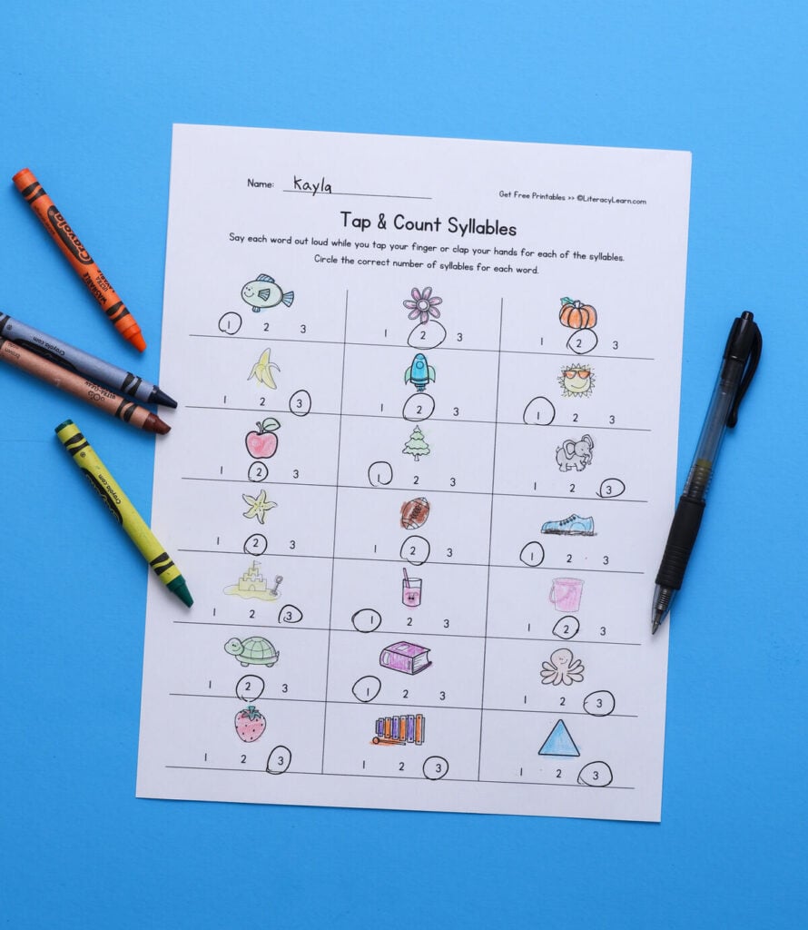 Counting Syllables Clapping Worksheets - Literacy Learn