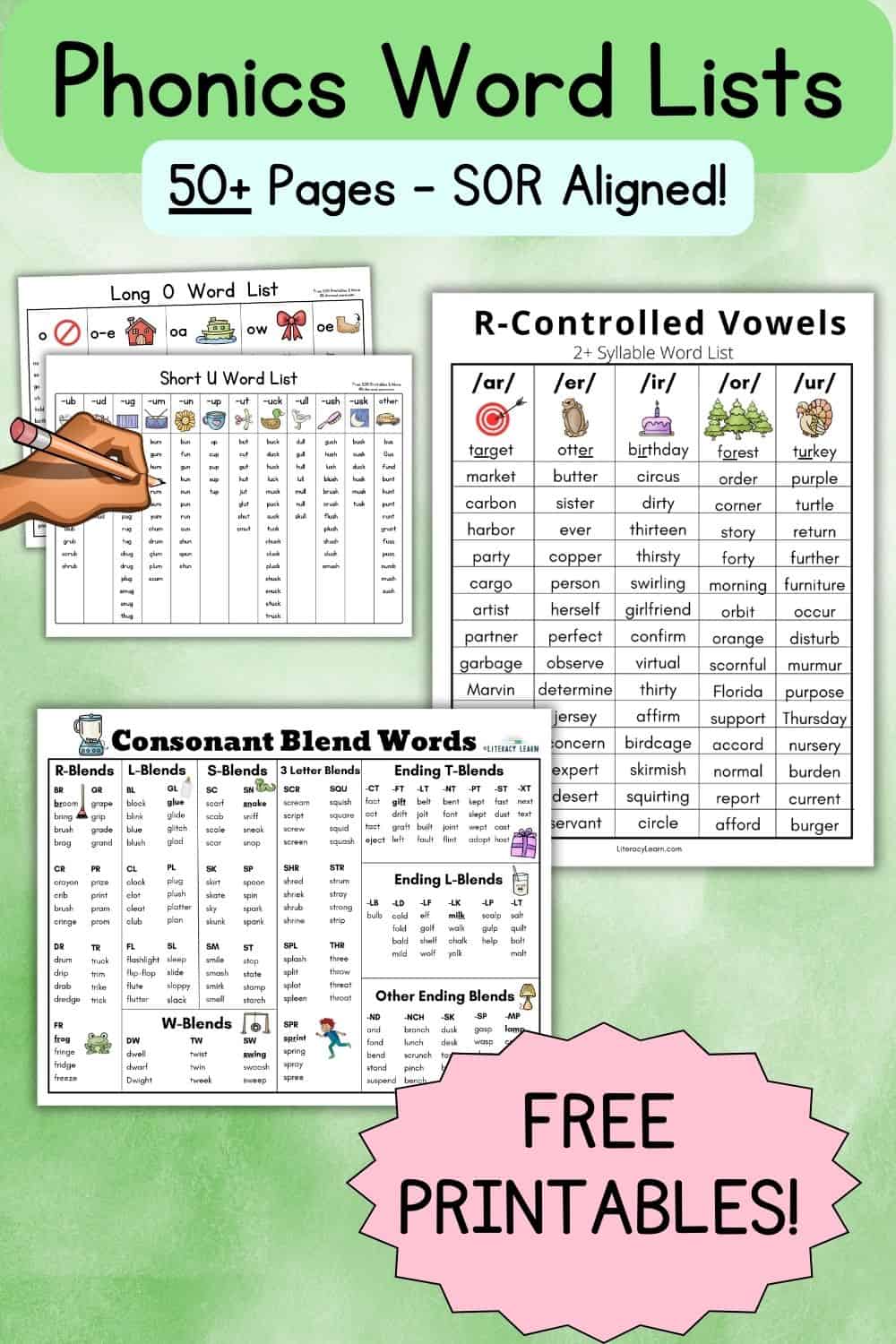 FREE Printable Phonics Word Lists - Literacy Learn