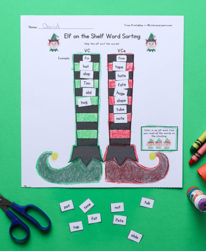 Elf on the Shelf Word Sorts - Free Printables! - Literacy Learn