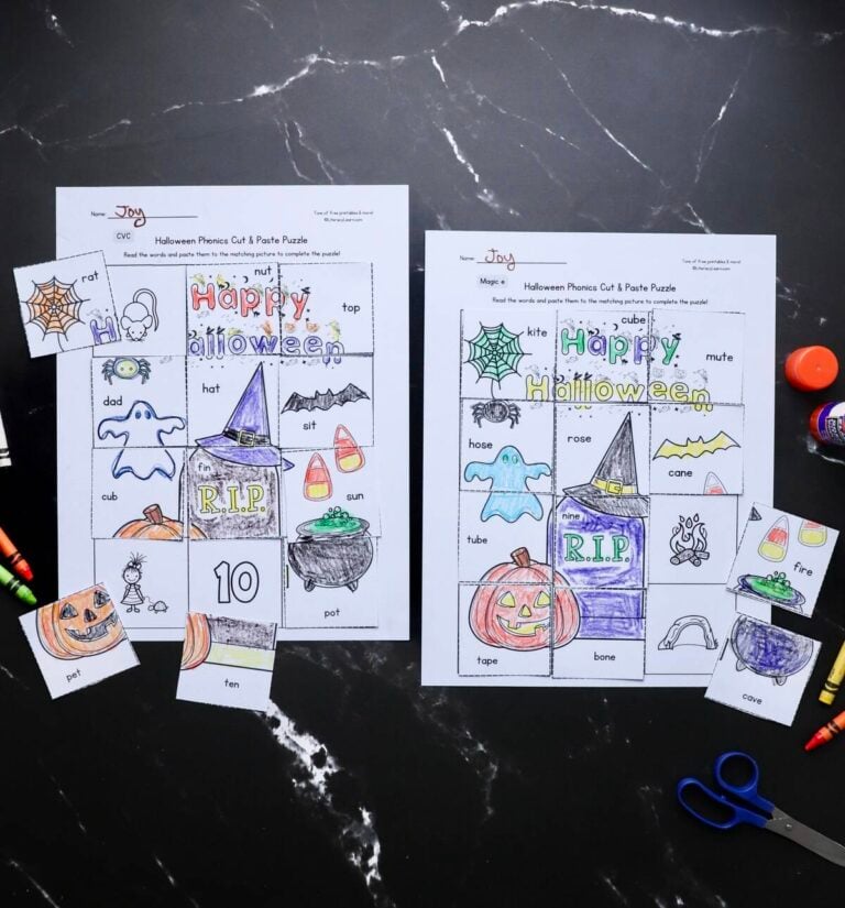 FREE Halloween Read & Match Puzzles (CVC & Magic e) - Literacy Learn
