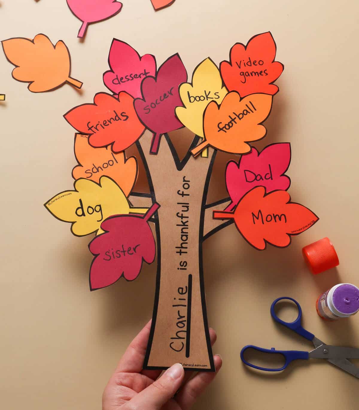 Free Printable Thankful Tree with Leaves - Literacy Learn