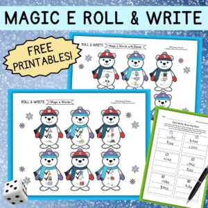 Magic E Winter Roll & Write - Free Printables! - Literacy Learn