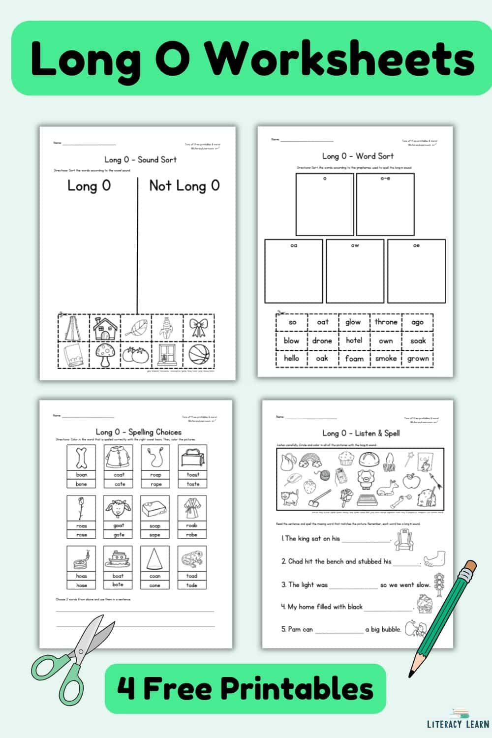Long O Worksheets: 4 Free Printables - Literacy Learn