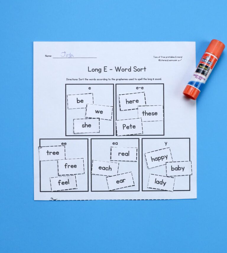Long E Worksheets: 4 Free Printables - Literacy Learn