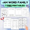 -Am Word Family Worksheets: 7 FREE Printables! - Literacy Learn