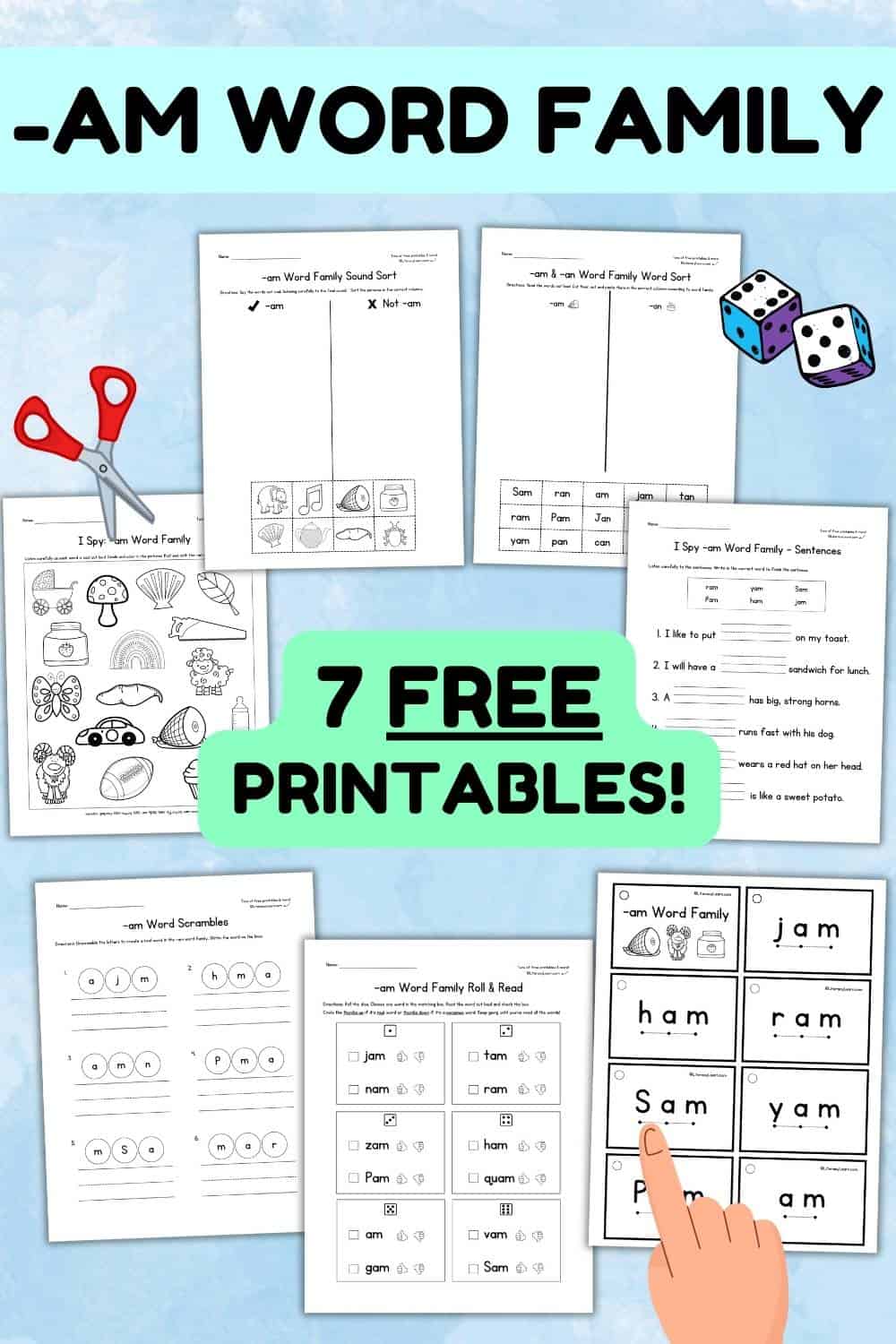 -Am Word Family Worksheets: 7 FREE Printables! - Literacy Learn