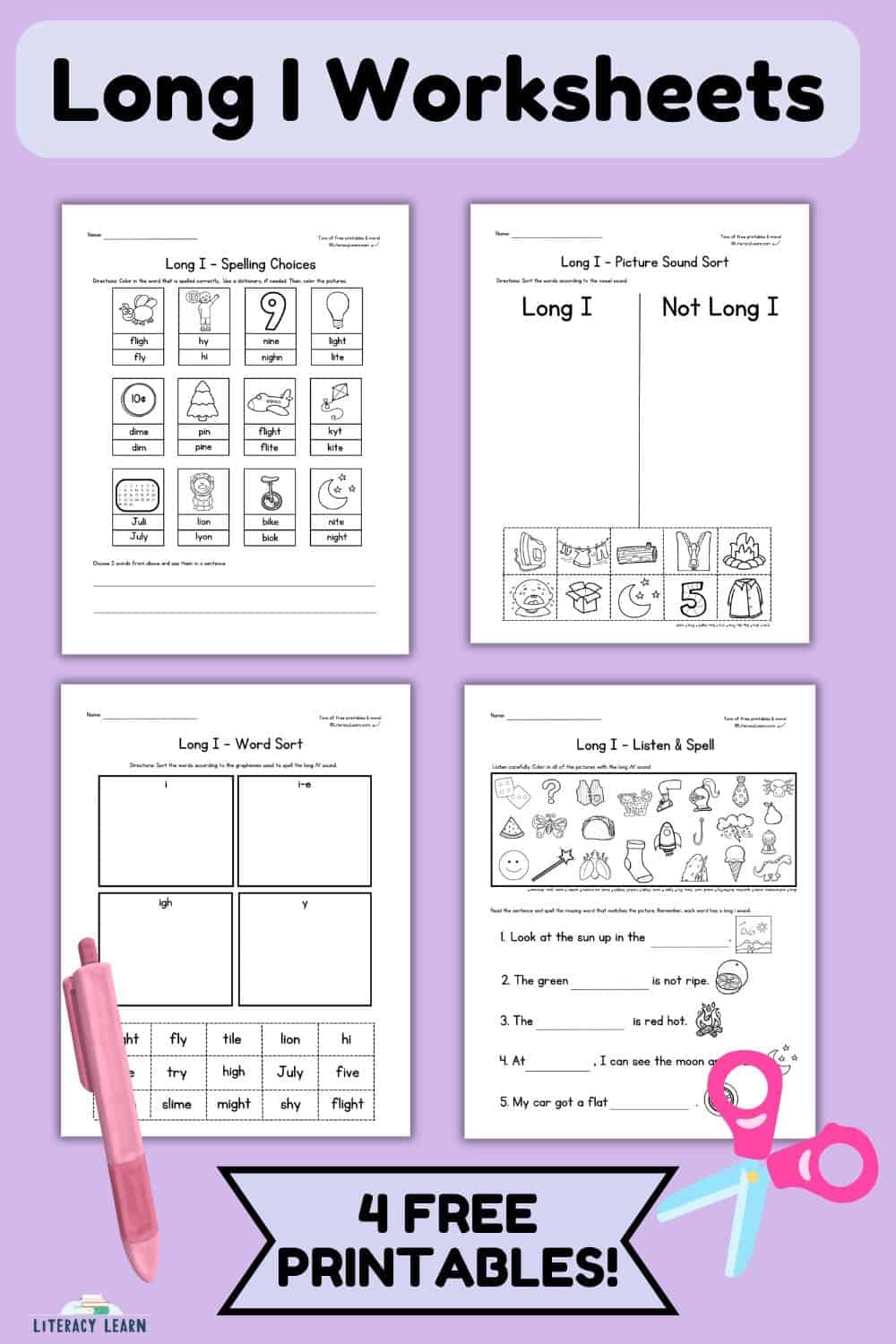 Long I Worksheets: 4 Free Printables - Literacy Learn