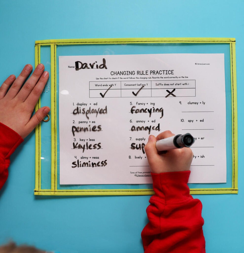 The Changing Rule (Y to I Rule) + Free Printable - Literacy Learn