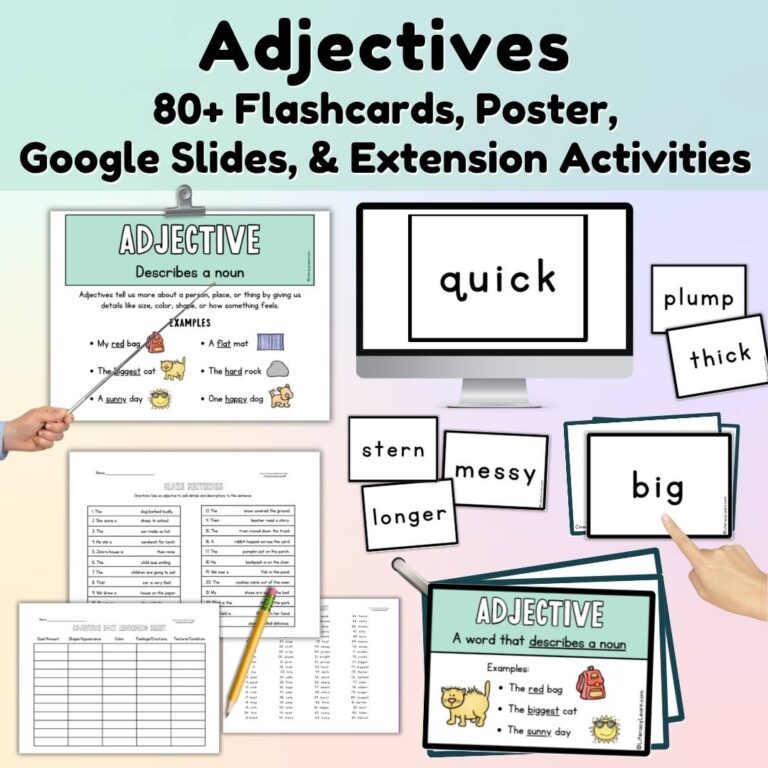 Adjectives Flashcards - 80+ Free Printables - Literacy Learn