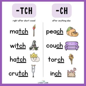 Ch vs TCH Spelling Rule + 5 FREE Worksheets - Literacy Learn