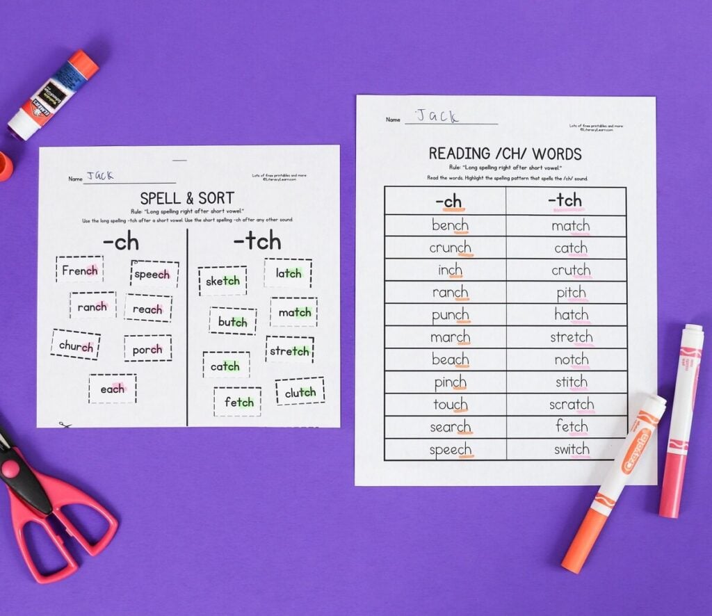Ch vs TCH Spelling Rule + 5 FREE Worksheets - Literacy Learn
