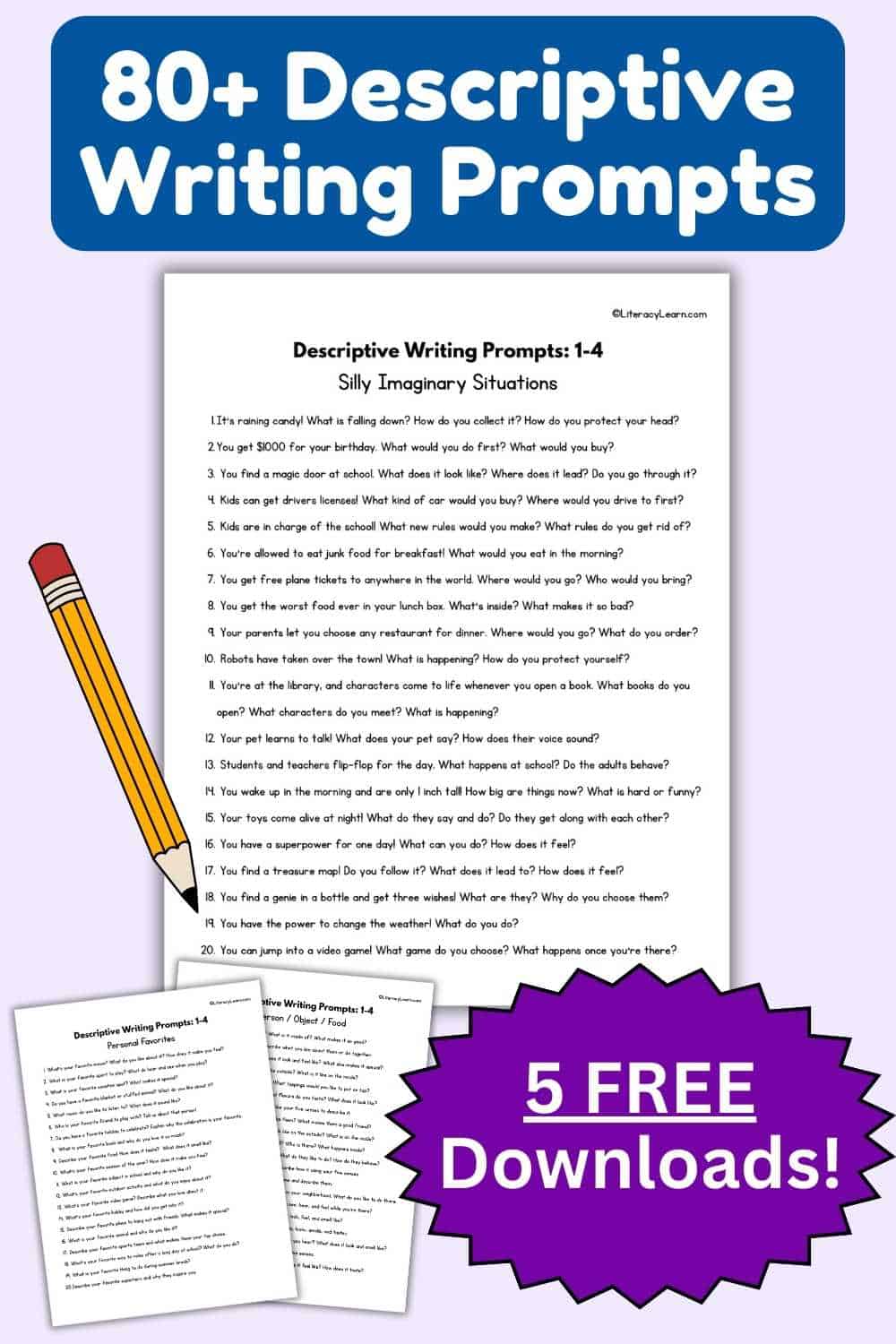 80+ Descriptive Writing Topic Prompts - FREE Printables - Literacy Learn
